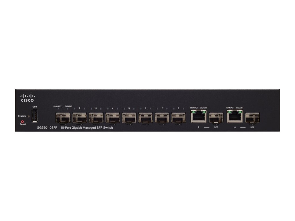 Cisco 10-Port Gigabit Managed SFP Switch (SG350-10PSFP) - MF Communications